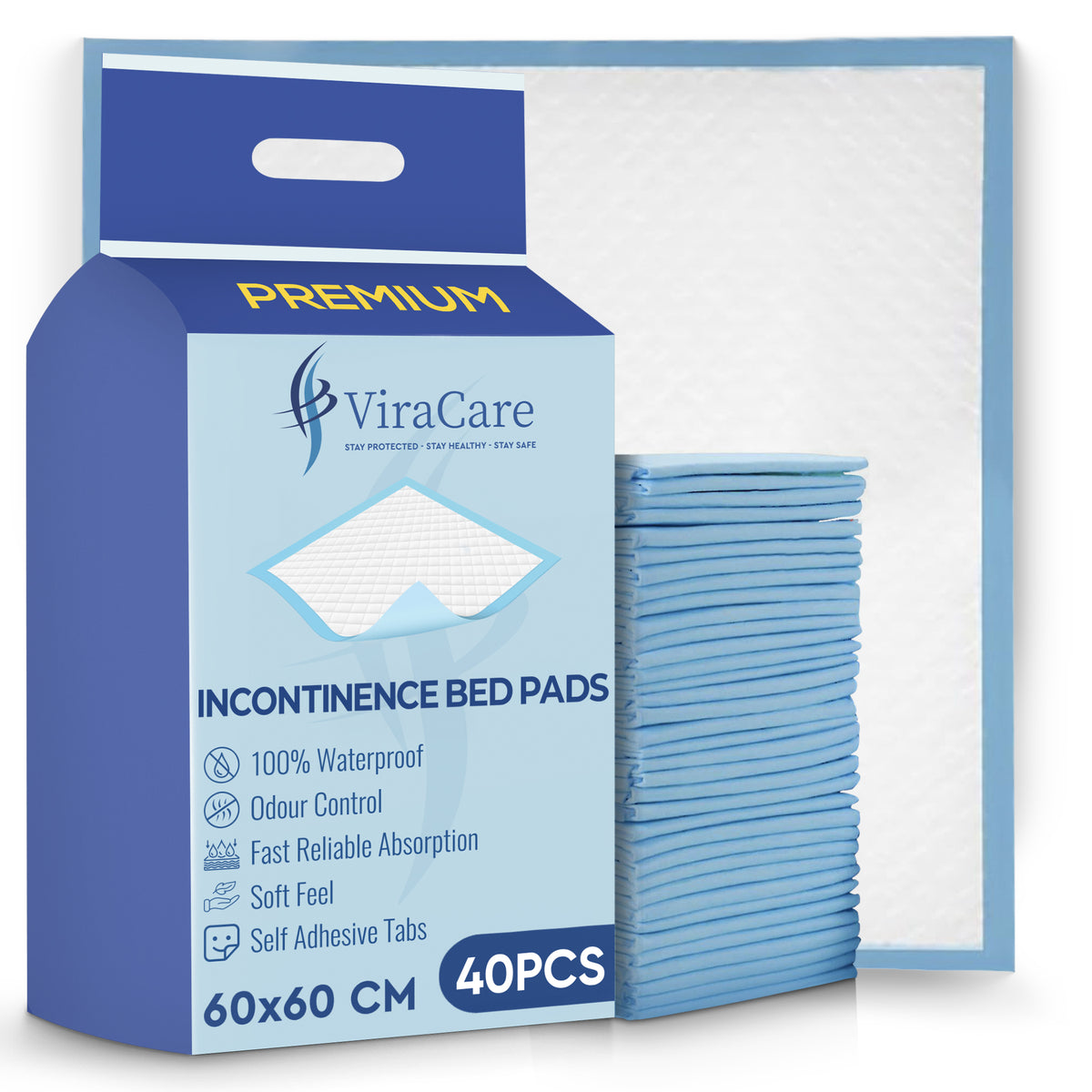Premium Incontinence Bed Pads 60x60 cm (Qty: 40) – ViraCare
