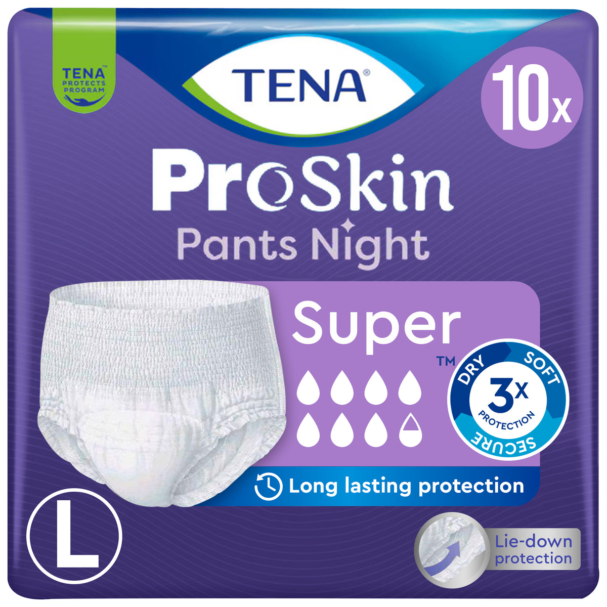 Proskin Night Incontinence Pants Pull-Ups, Large, Super, Pack of 10 ...