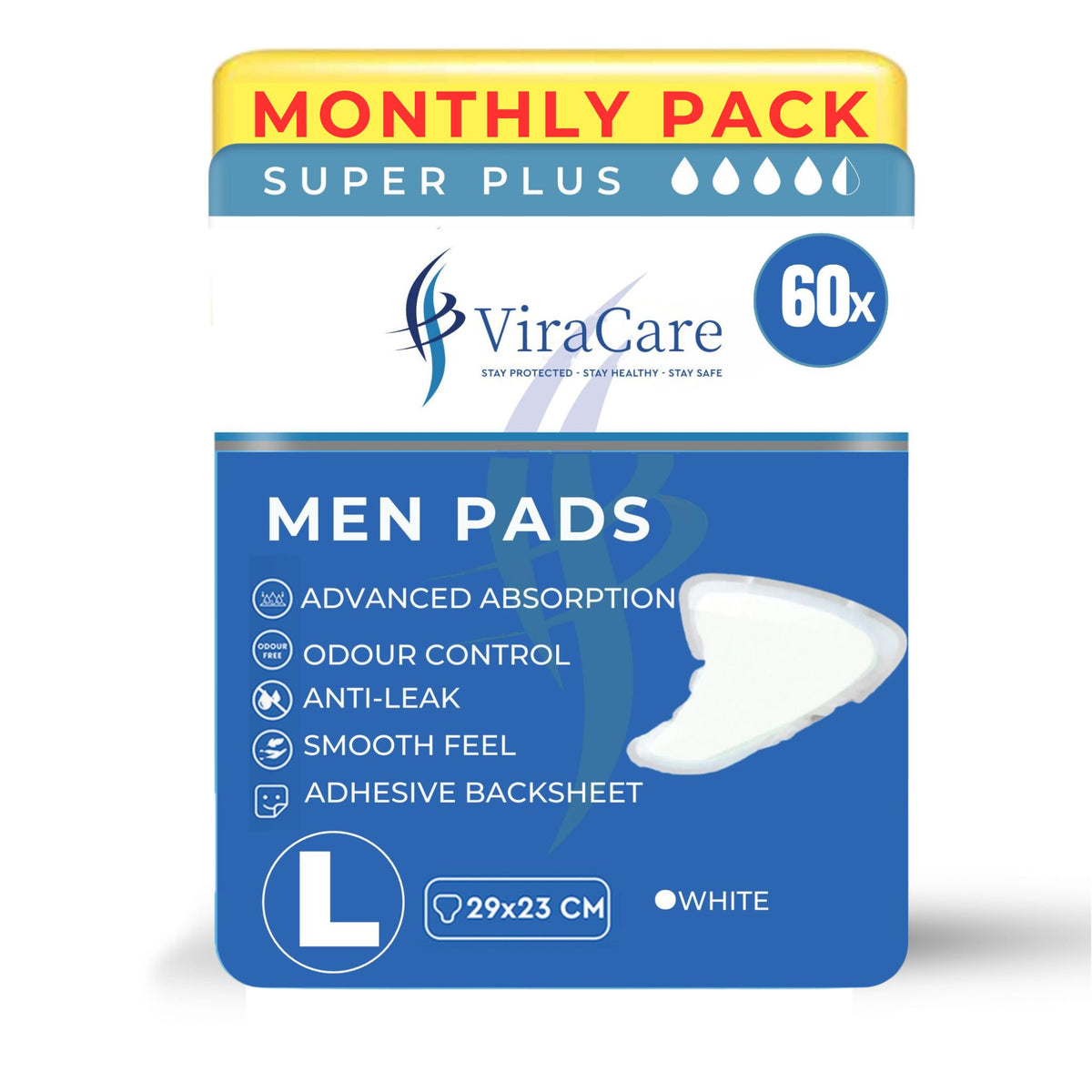 Men Pads Super Plus with Adhesive Backsheet (Qty: 60) – ViraCare